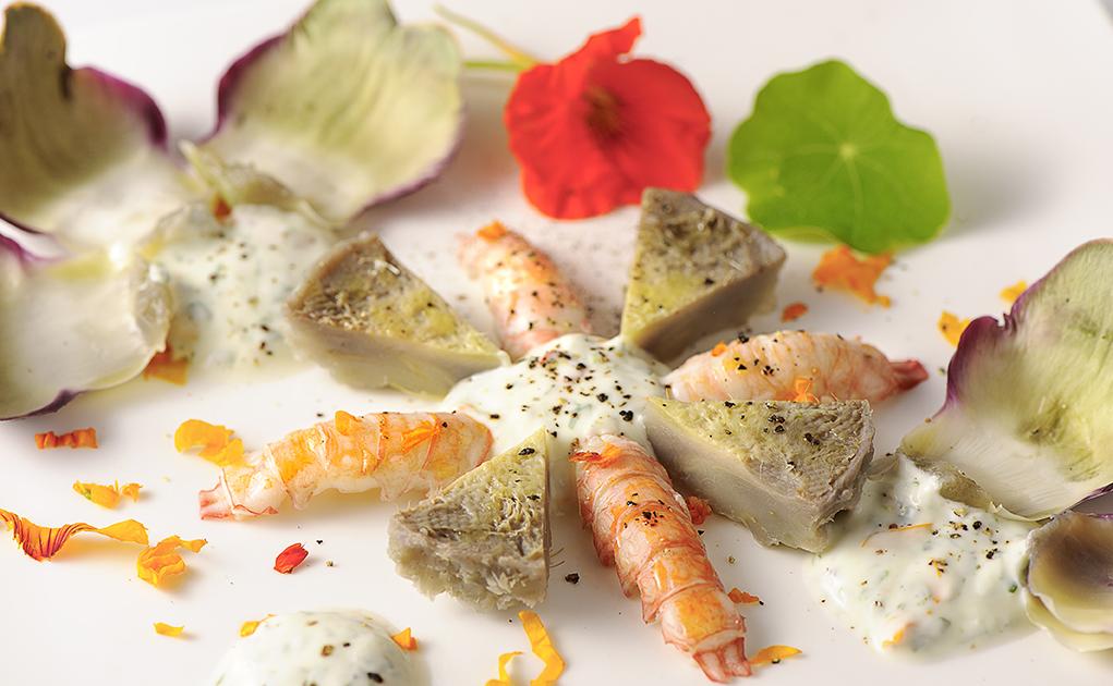 Artichaut Cardinal langoustine & sauce capucine | Recette Prince de ...